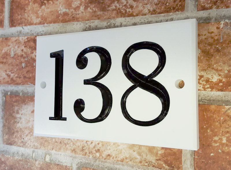 White three digit number sign 160mm x 100mm x 9mm | House Sign Shop