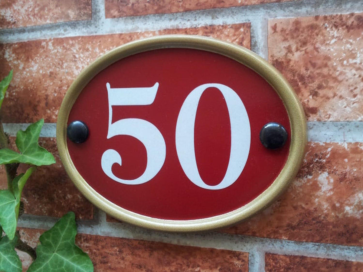 Small Classic Oval Number Sign - 150mm x 115mm | House Sign Shop